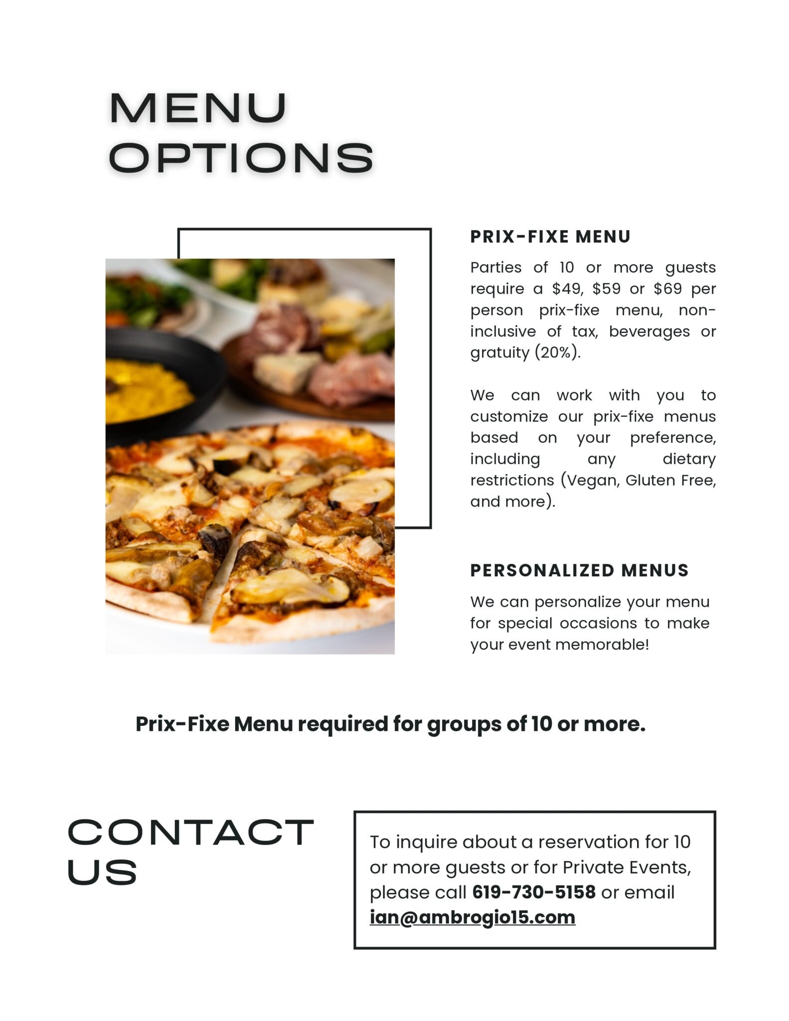 Group Dining – Ambrogio15 Del Mar
